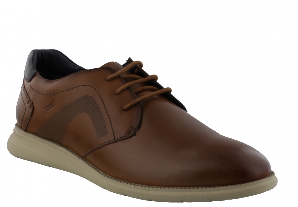 POD ASTON cognac leather lace-up casual shoes - Bigfootshoes